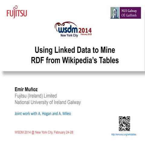 Using Linked Data to Mine RDF from Wikipedia's Tables | PPT