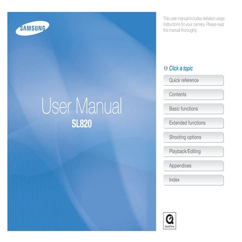 Samsung Camera SL820 User Manual | PDF