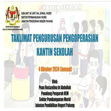 PANDUAN KANTIN SELAMAT, PENGURUSAN KANTIN SEKOLAH SEKOLAH KEMENTERIAN ...