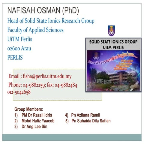 Slaid solid state ionics group april2014 | PPT | Free Download