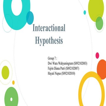 Second Language Acquisition Interactional Hypotesis Pptx