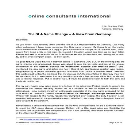 SLA Name Change - A View From Germany | PDF