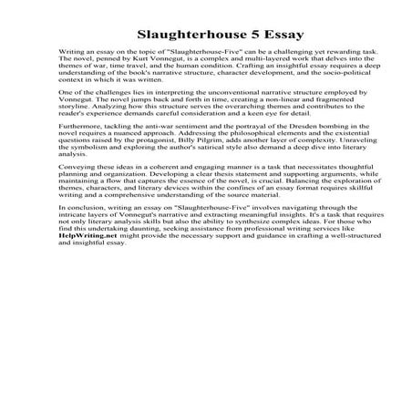 Slaughterhouse 5 Essay | PDF