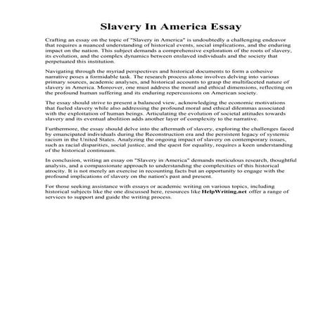 Slavery In America Essay | PDF