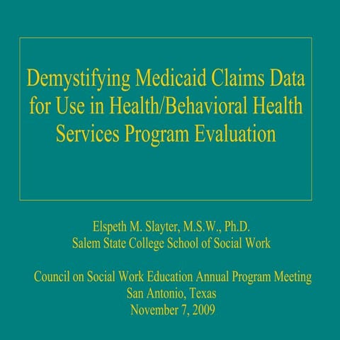 On Medicaid claims data analysis | PPT