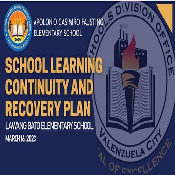 SCHOOL LEARNING AND RECOVERY PLAN GAINSS | PPT