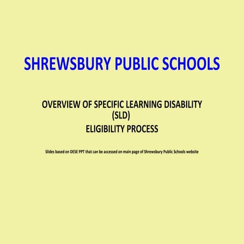 Sld Overview | PPT | Special Education | Education