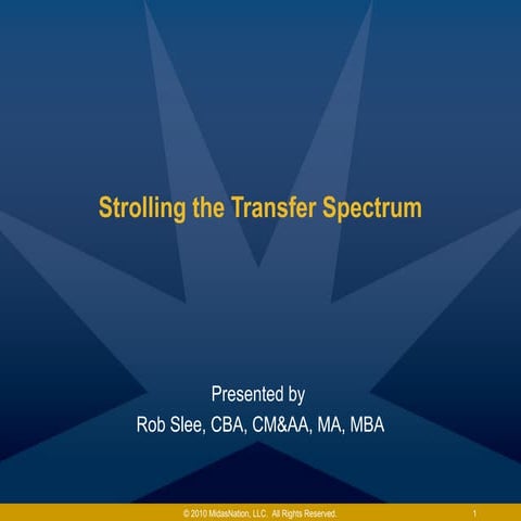 Strolling the Transfer Spectrum | PPT