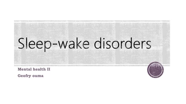 sleep disorder.pptx in mental health nursing | PPTX
