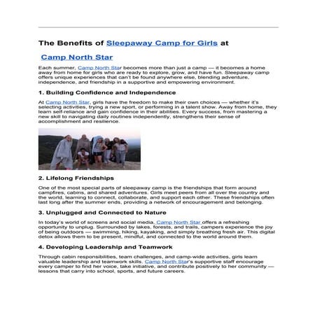 best summer camps in maine (1).docxThe Benefits of best summer camps in maine at Camp North Star ...