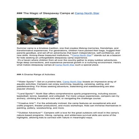 Sleepaway Camps (3).docxThe Magic of Sleepaway Camps at Camp North Star ...