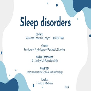 Sleep disorders in Psychiatry in medicine | PPT
