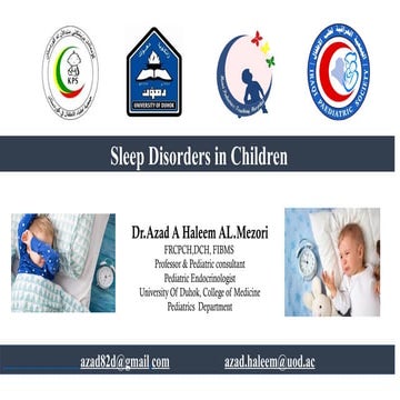 Sleep disorders in children; approach and management | PPTX