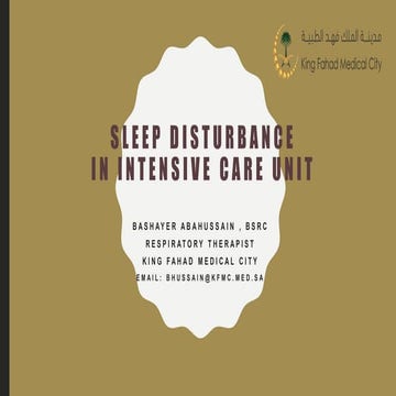 Sleep disturbance in icu | PPTX