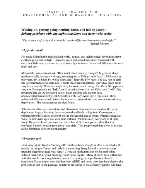 Importance of sleep for children's development | PPT