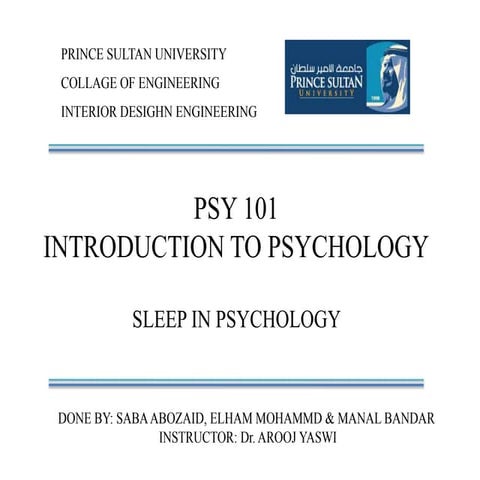 Sleep in psychology | PPTX