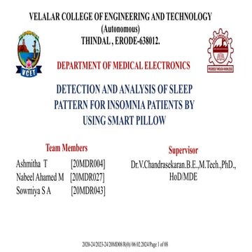 SLEEP PATTERN FOR INSOMNIA PATIENTS USING SMART PILLOW | PPT