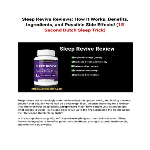 Sleep Revive Reviews_ How It Works, Benefits, Ingredients, and Possible ...