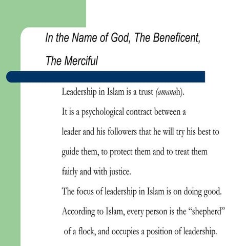 Leadership in islamic perspective in modern | PPT