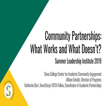 Community Partnerships: What Works and What Doesn't? | PDF
