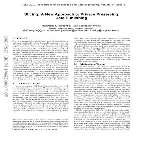 Slicing%20 a%20new%20approach%20to%20privacy%20preserving%20data%20publishing | PDF