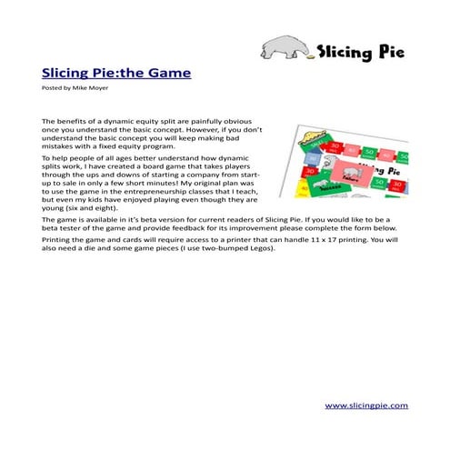 Slicing pie: the game | PDF