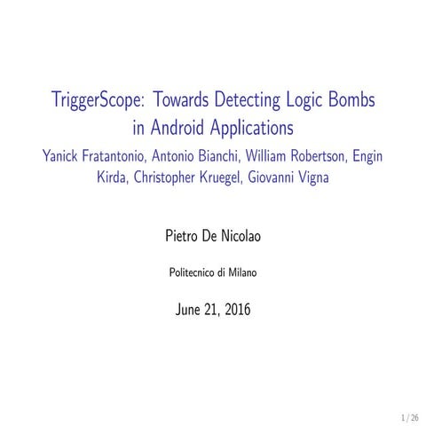 TriggerScope: Towards Detecting Logic Bombs in Android Applications | PDF