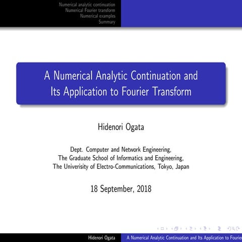 A Numerical Analytic Continuation And Its Application To Fourier