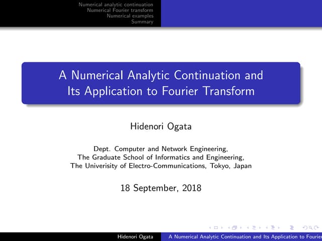A Numerical Analytic Continuation And Its Application To Fourier