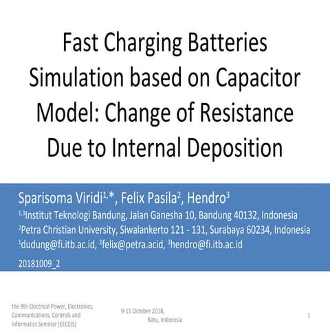 Fast Charging Batteries Simulation based on Capacitor Model: Change of ...