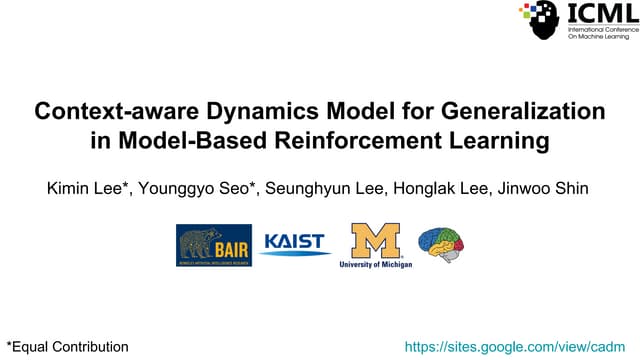 Context Aware Dynamics Model For Generalization In Model Based Reinforcement Learning Icml 2020