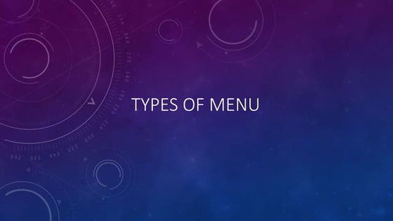 DIFFERENT TYPES OF MENUS IN HOTEL | PPT
