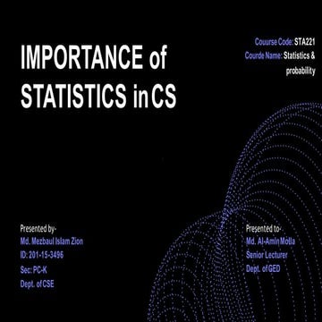 Importance of statistics is computer science | PPTX