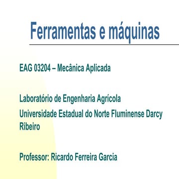 Slide 01 - Ferramentas e máquinas para oficina | PPTX