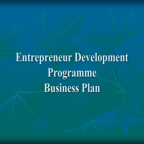 Entrepreneur Development Programme - Business Plan- Craft | PPT