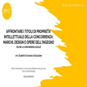 AFFRONTARE I TITOLI DI PROPRIETA’ INTELLETTUALE DELLA CONCORRENZA: MARCHI, DESIGN E OPERE DELL ...