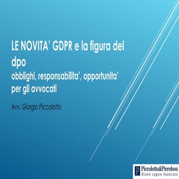Le novità del GDPR e la figura del DPO | PDF