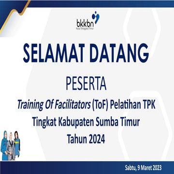 Selamat Datang PESERTA PELATIHAN ToT TPK | PPTX