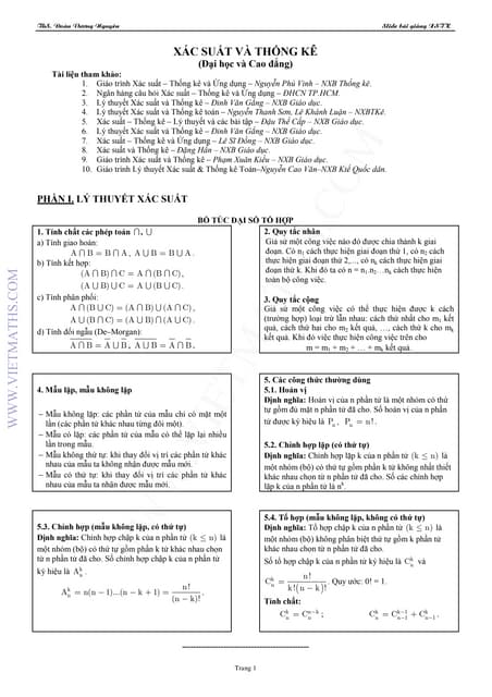 Slide bài giảng tổng hợp xác suất thống kê | PDF