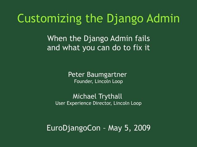 Customizing the Django Admin | PDF | Web Design and HTML | Internet Customizing the Django Admin | PDF | Web Design and HTML | Internet
