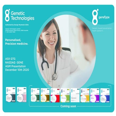 Genetic Technologies Biotech Showcase Presentation - December | PPT