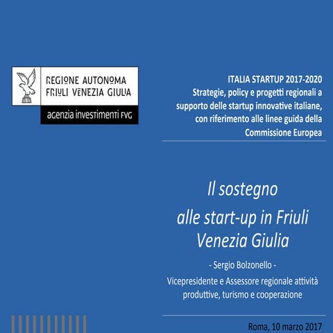 Il sostegno alle startup in Friuli Venezia Giulia | PDF