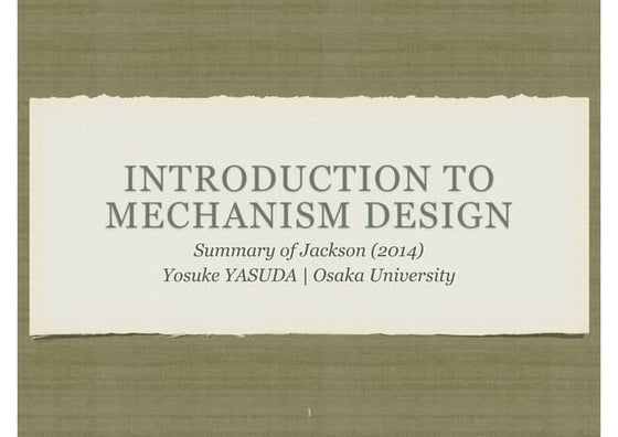 Mechanism Design Theory | PPT