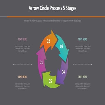 Arrow Circle Process 5 Stages Diagram | PPT
