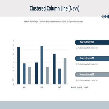 Clustered Column Line Chart (Navy) | PPTX