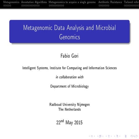 Metagenomic Data Analysis and Microbial Genomics | PPT