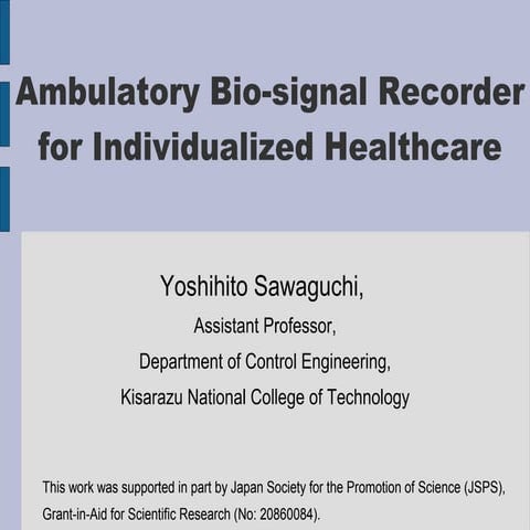 Ambulatory Bio-signal Recorder for Individualized Healthcare | PDF | Sleep Disorders | Diseases ...