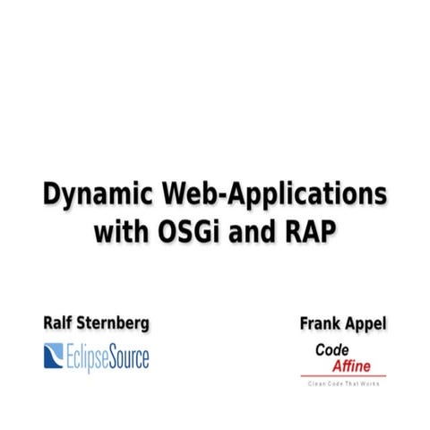 Dynamic Web Applications with OSGi and RAP | PDF | Computer Software ...