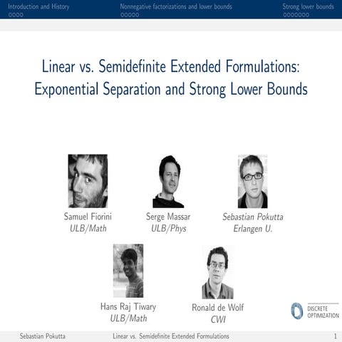 Linear vs. semidefinite extended formulations | PDF | Programming Languages | Computing