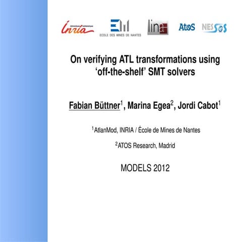 On Verifying Atl Transformations Using `off The Shelf Smt Solvers Pdf
